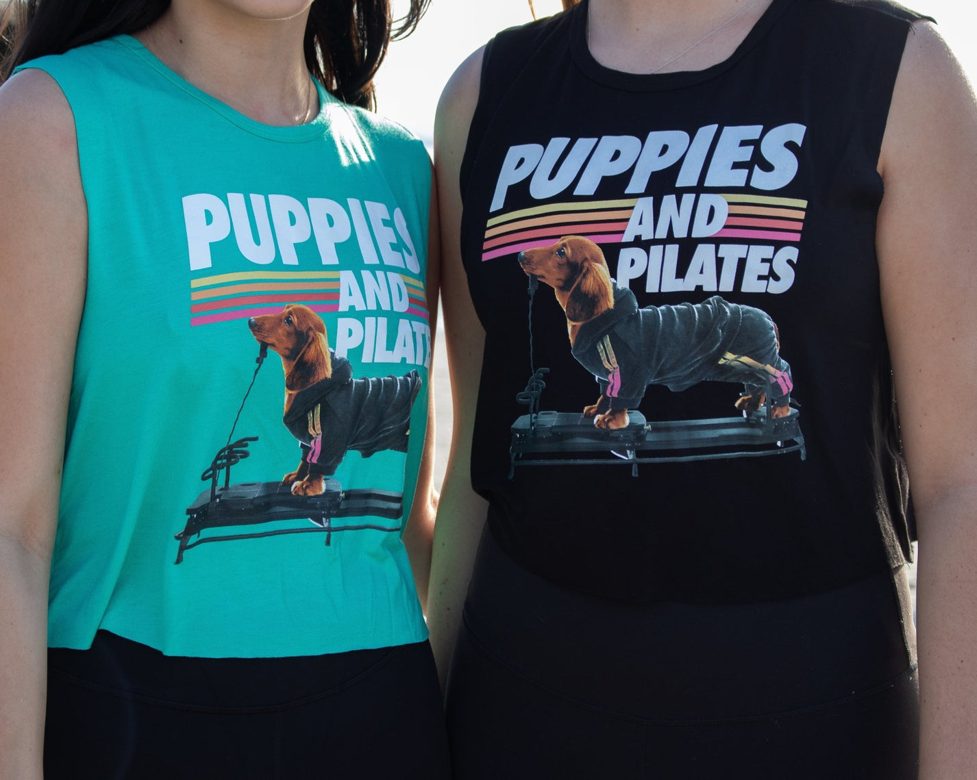 Puppies & Pilates Crop Top | Present for Dog Moms & Yoga Lovers