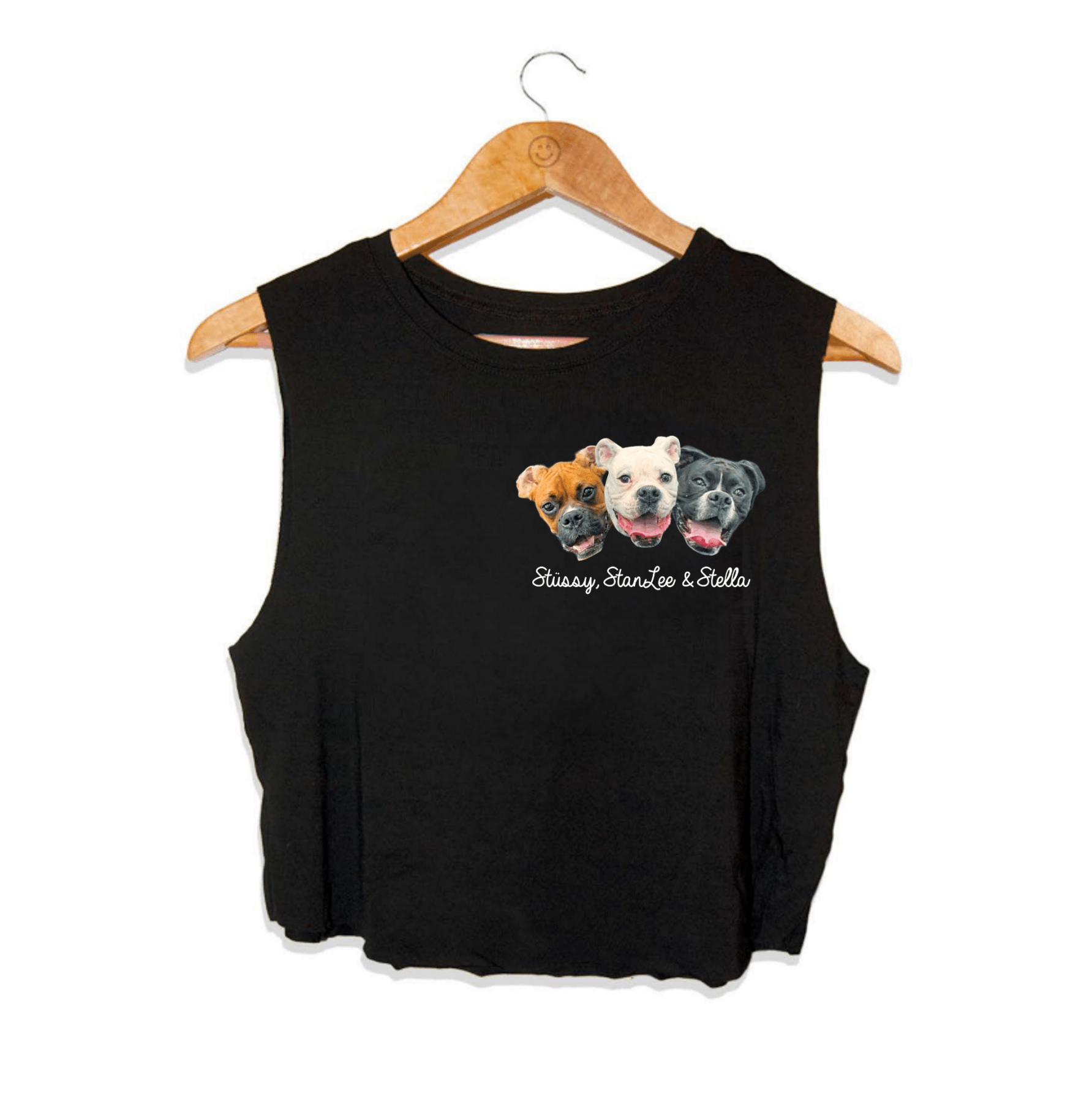 Custom Your Dog Here Pet Face | Crop Tank | Present for Dog Owners | M