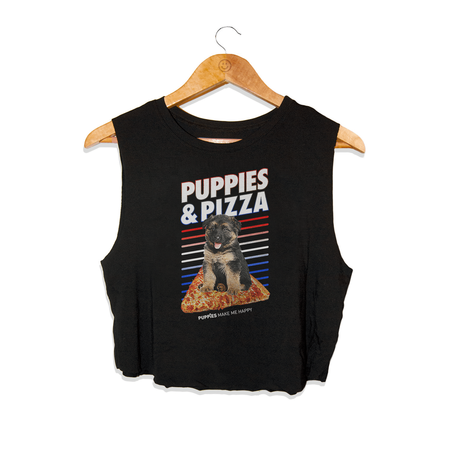 Puppies & Pizza Crop Tank | Funny Dog Lover Tee Made in USA